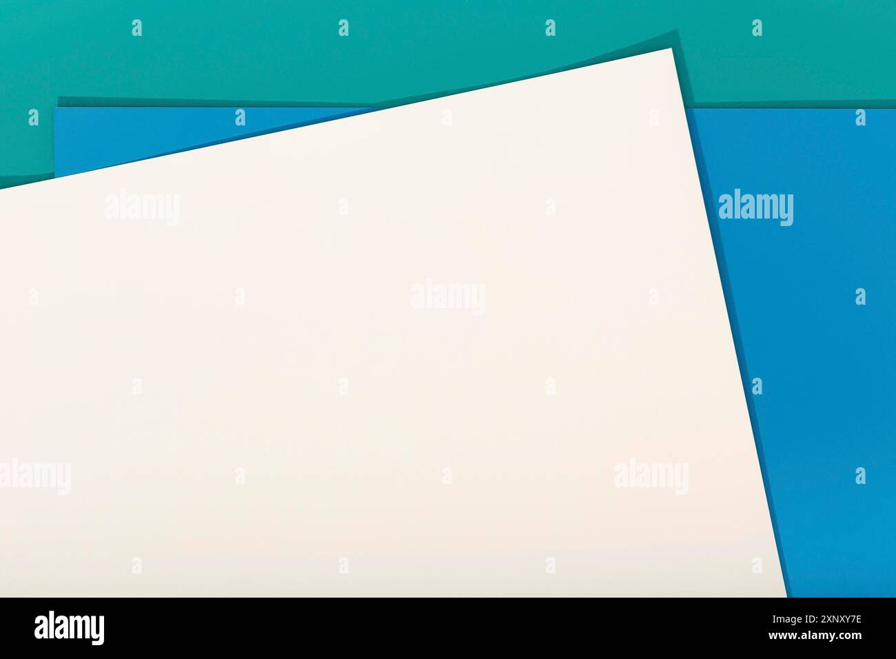 Abstract blue, green and beige color paper geometry composition ...