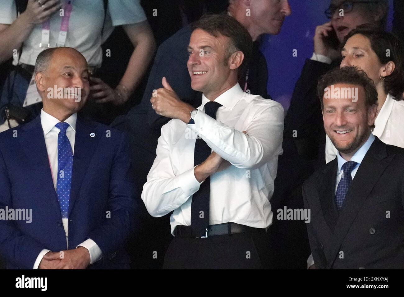 Parigi, France. 02nd Aug, 2024. The French president Emmanuel Macron ...