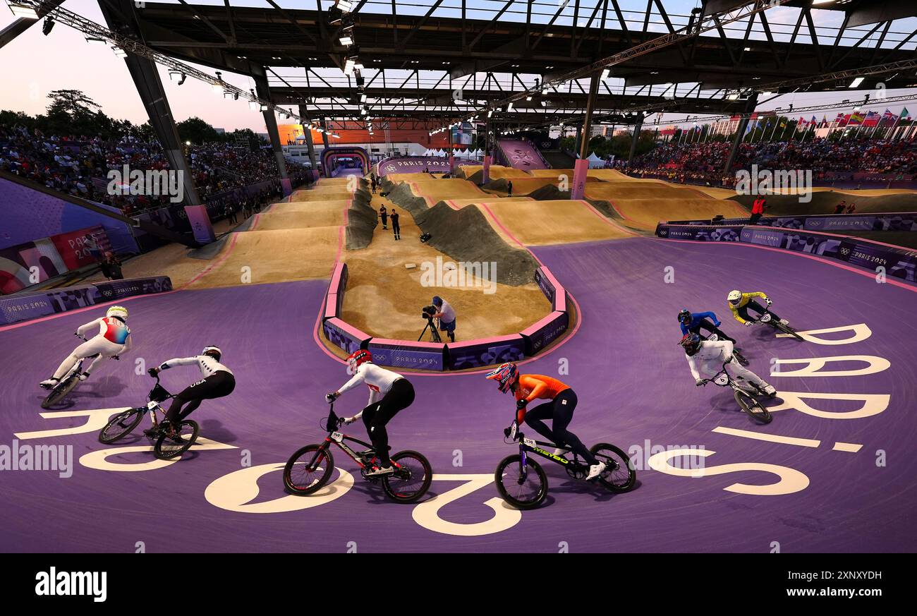 Action from BMX racing at the Saint-Quentin-en-Yvelines BMX Stadium on ...