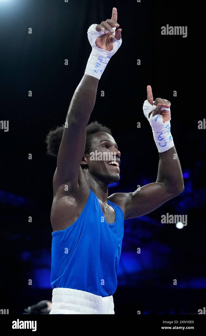 Cabo Verde's David De Pina celebrates after defeating Zambia's Patrick ...