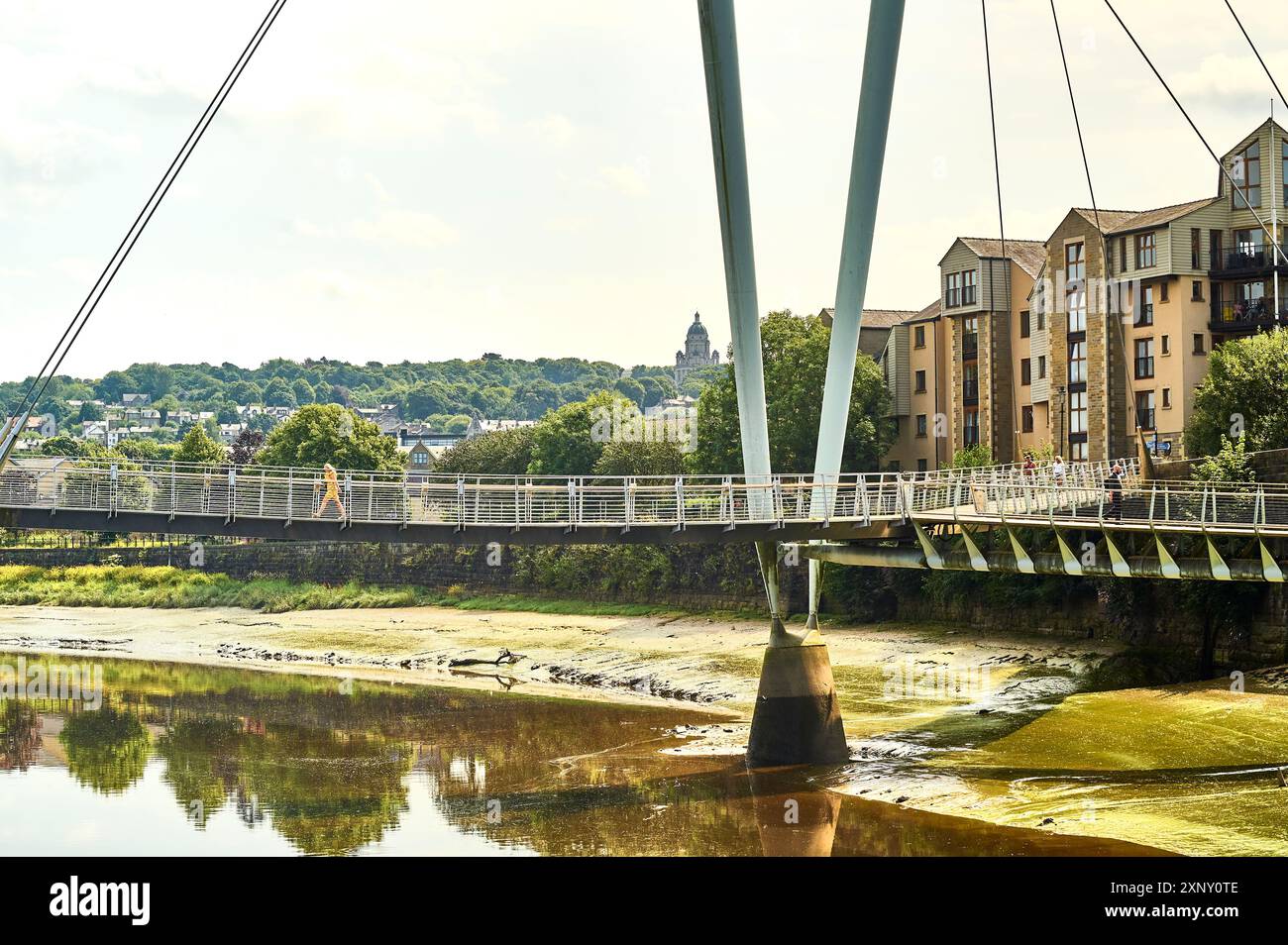 Millennium Bridge over the River Lune at Lancaster with the Ashton ...