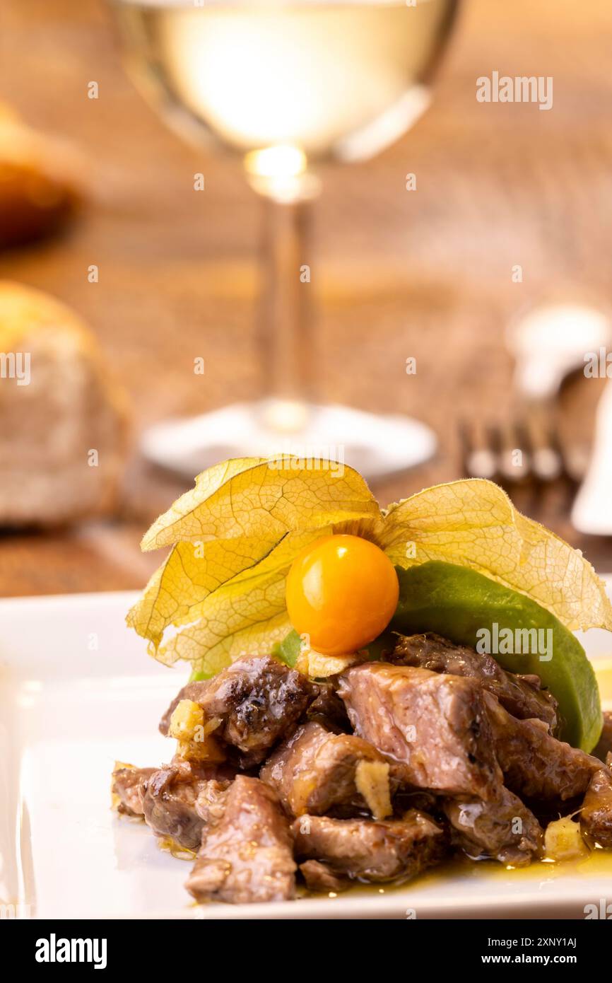 Asian meat salad on a plate Stock Photo - Alamy