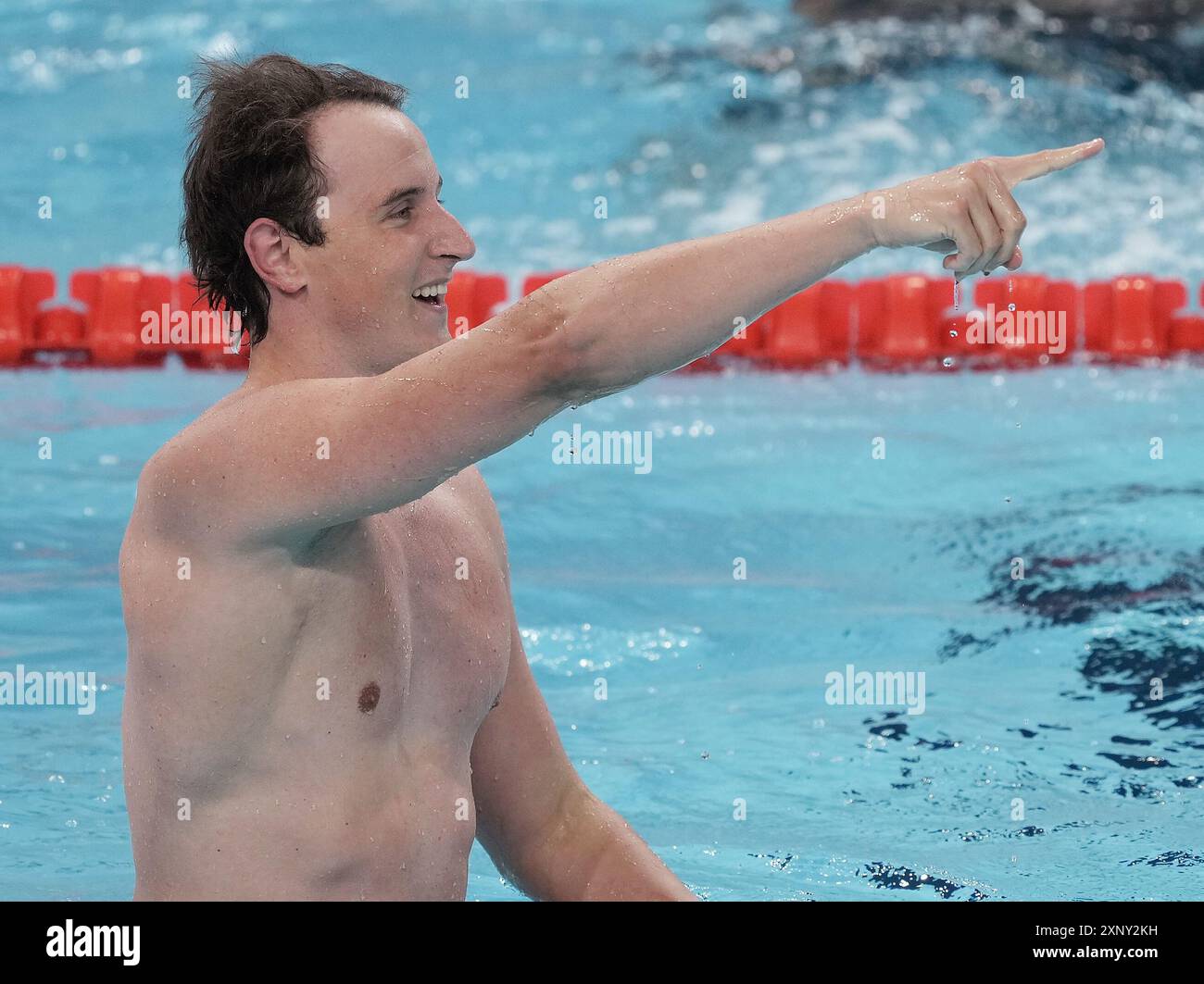 Paris, France. 2nd Aug, 2024. Cameron McEvoy of Australia celebrates ...