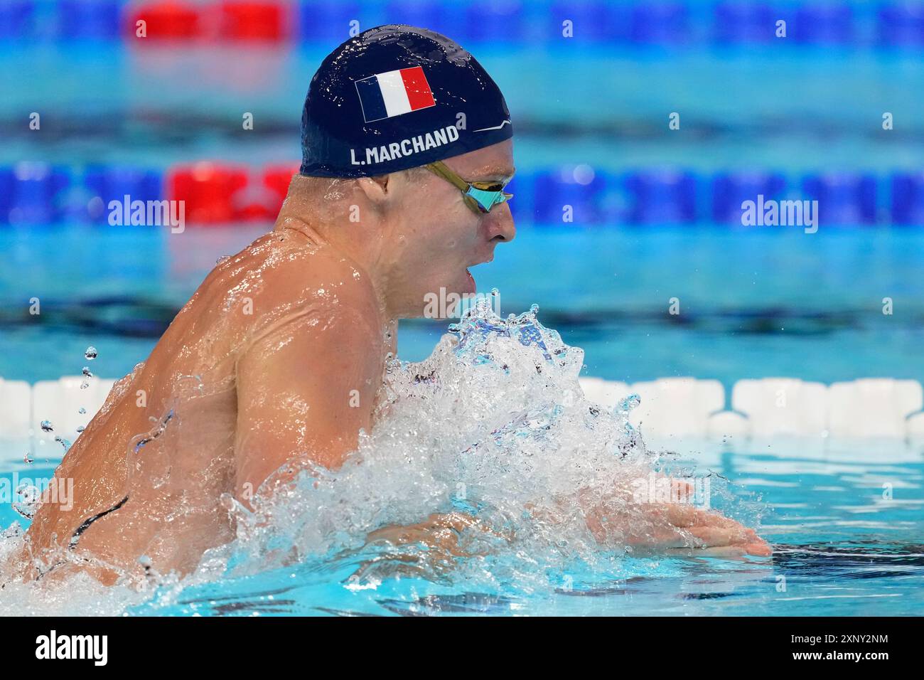 Leon Marchand of France, competes in the men's 200-meter individual ...
