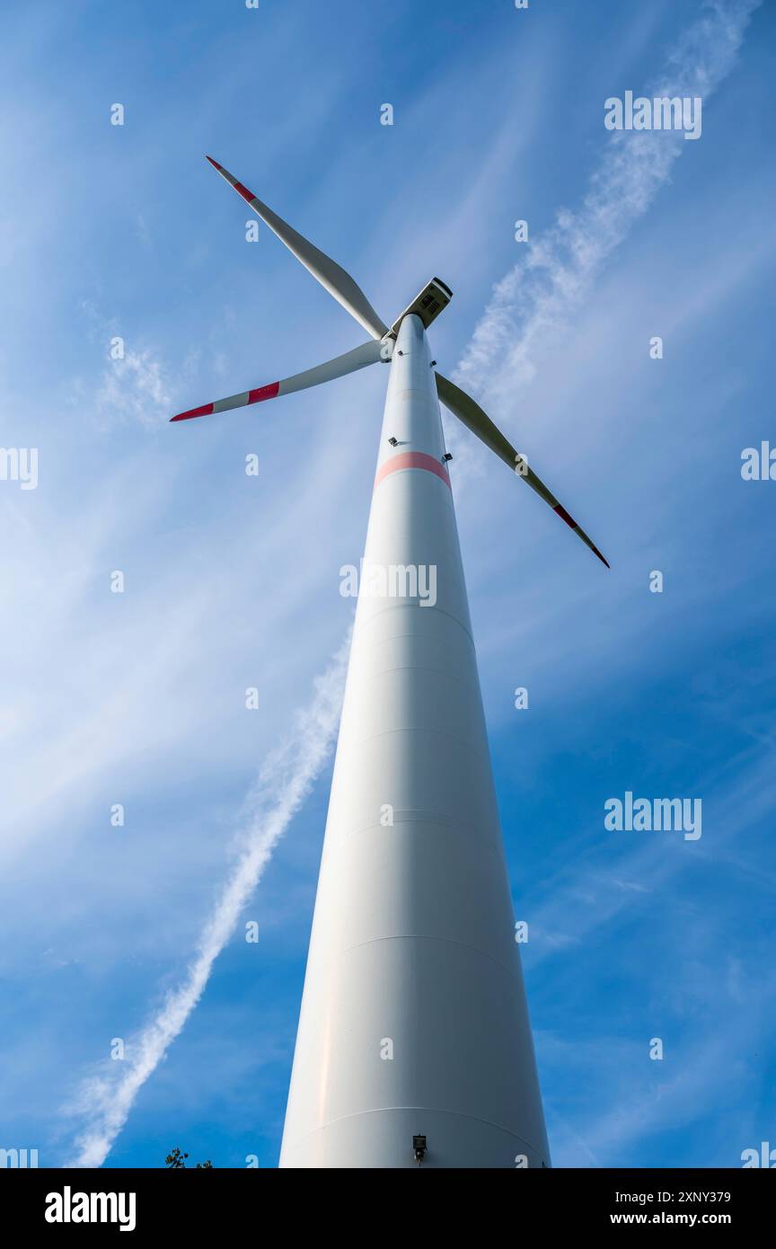 Modern wind turbine, view from low angle during daylight Stock Photo ...