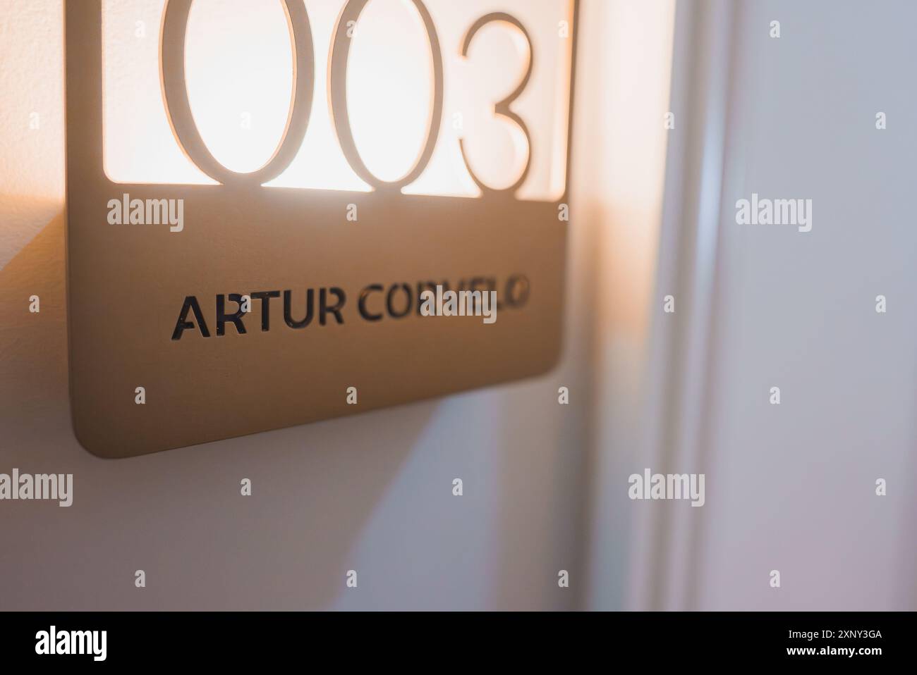 Illuminated Room Number Sign 003 with Artur Corvelo Engraving in Luxury ...