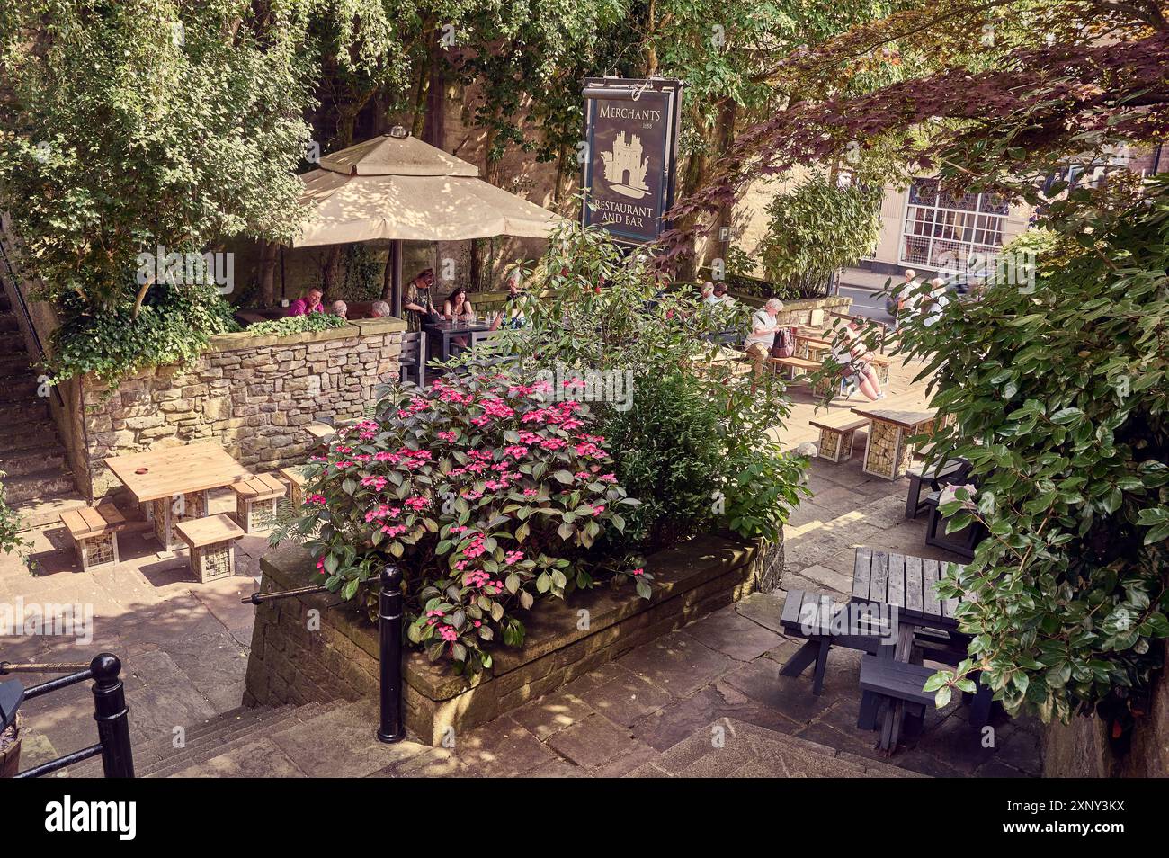 Merchants 1688 pub and restaurant on Castle Hill,Lancaster Stock Photo ...