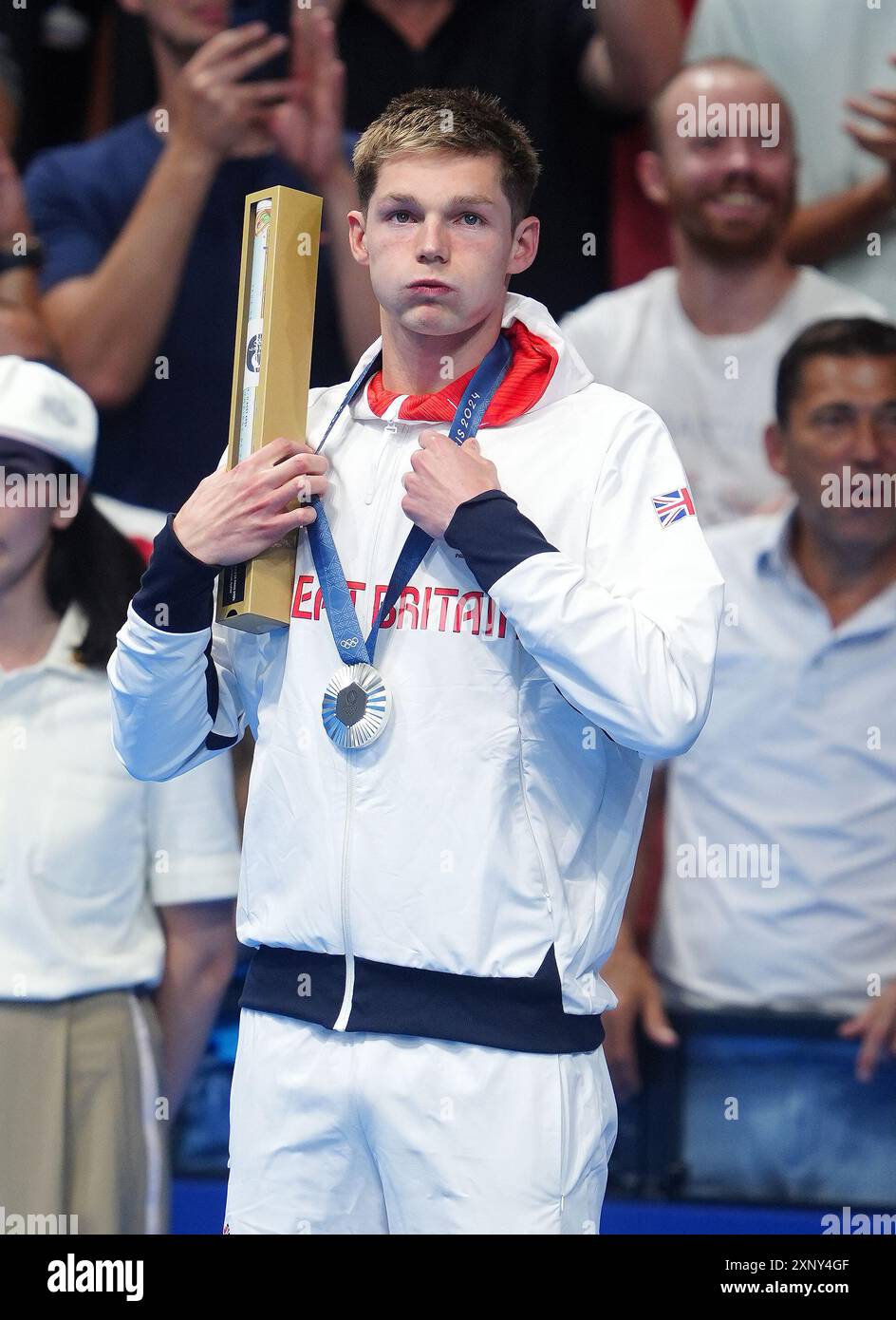 Great Britain’s Duncan Scott with his sliver medal after the Men’s 200m ...