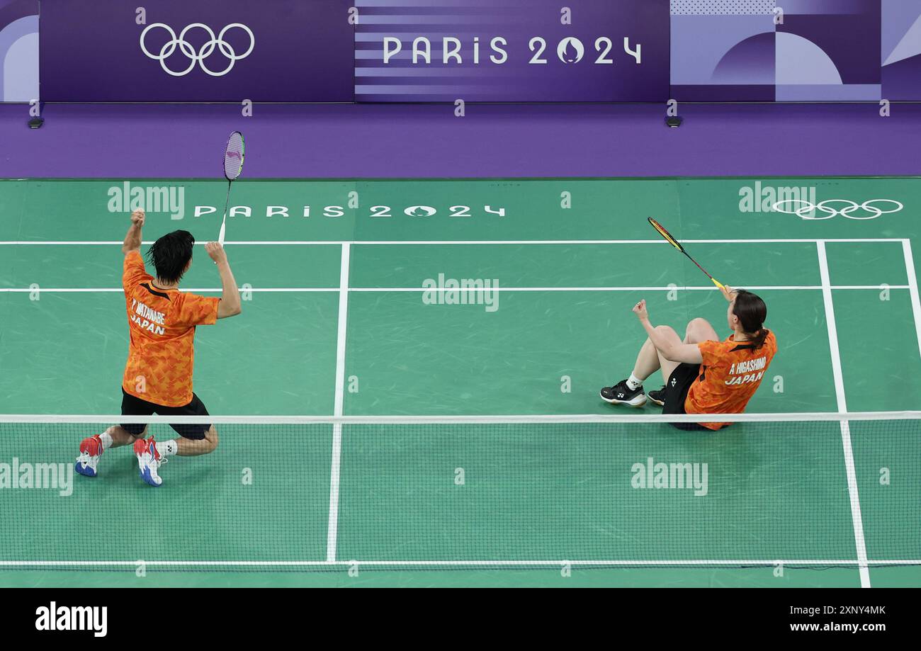 Paris, France. 2nd Aug, 2024. Watanabe Yuta (L)/Higashino Arisa of ...