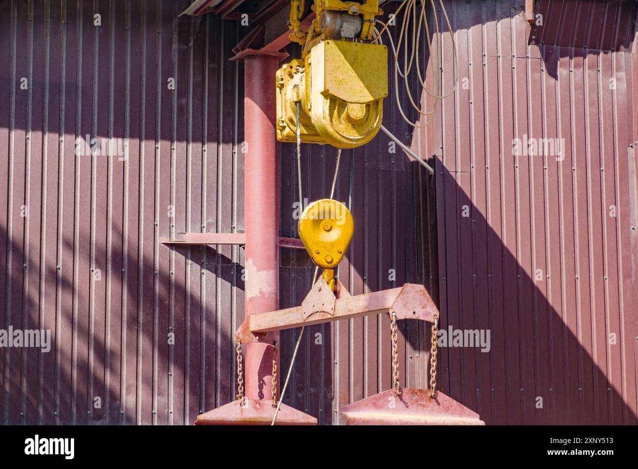 crane beam yellow production, crane for lifting cargo Stock Photo - Alamy