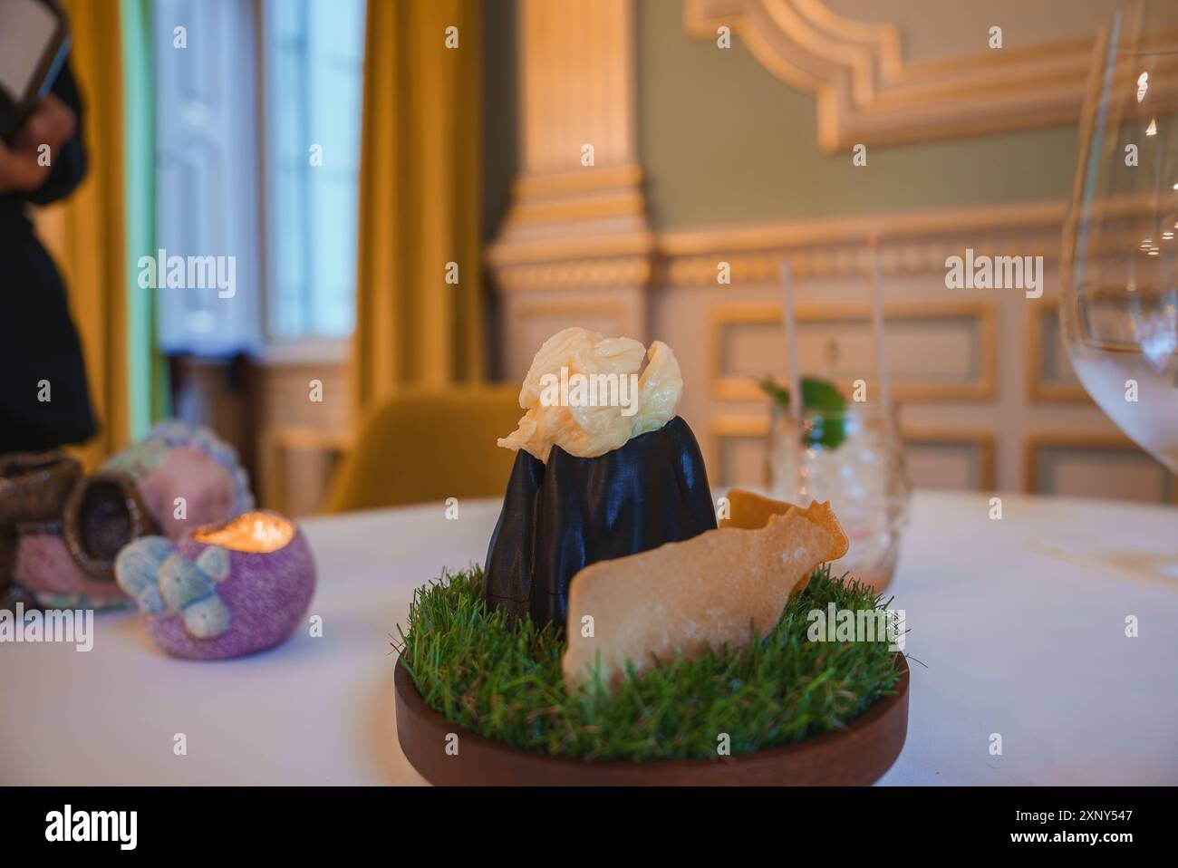 Elegantly Set Table in Luxury Hotel Dining Room with Ornate Design ...