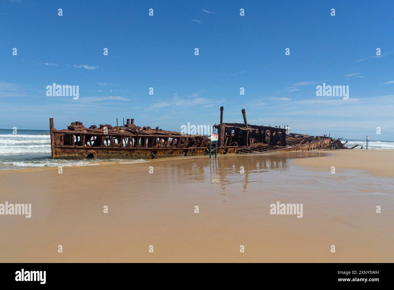 The shipwreck S.S. Maheno on Fraser Island in Queensland, Australia ...