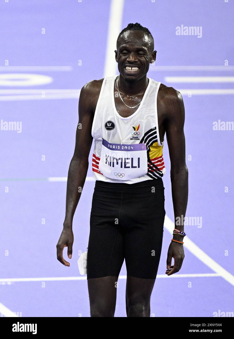 Paris, France. 02nd Aug, 2024. Belgian athlete Isaac Kimeli reacts ...