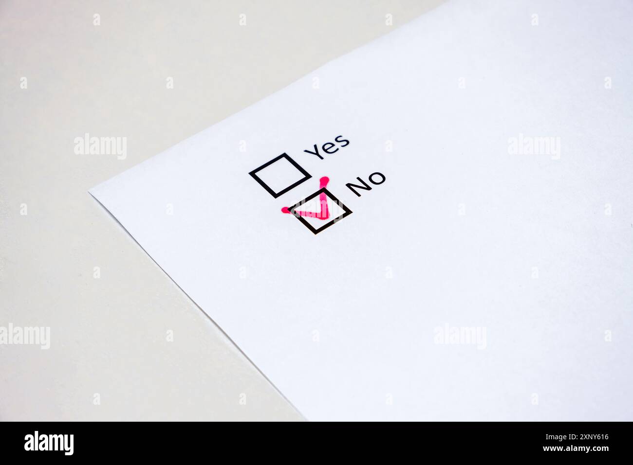 Check boxes no on white paper Stock Photo - Alamy