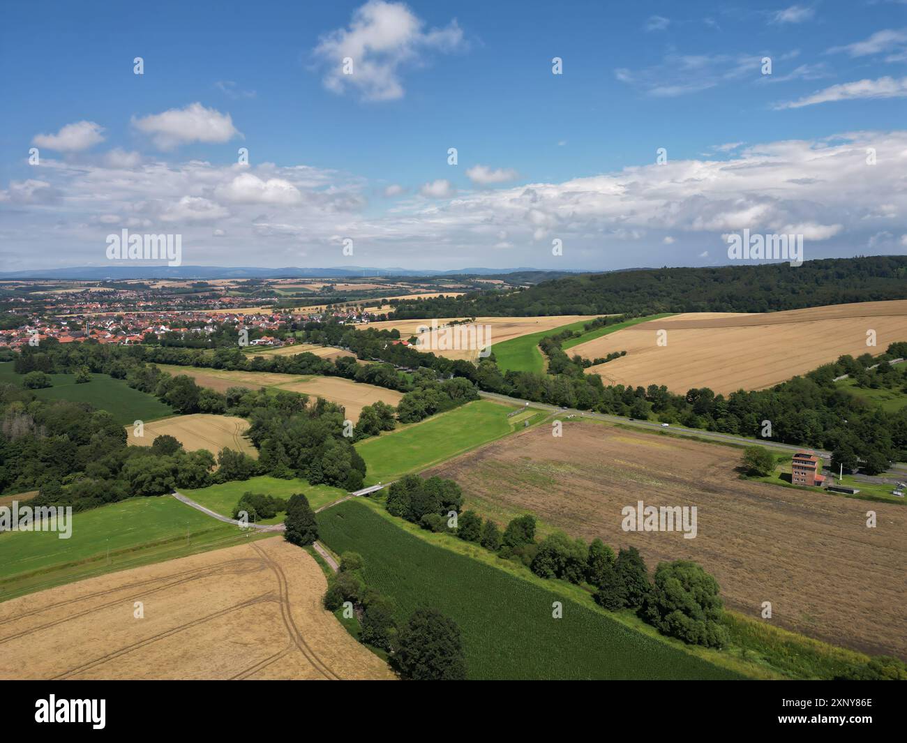 An aerial view of the former border between East and West Germany in ...