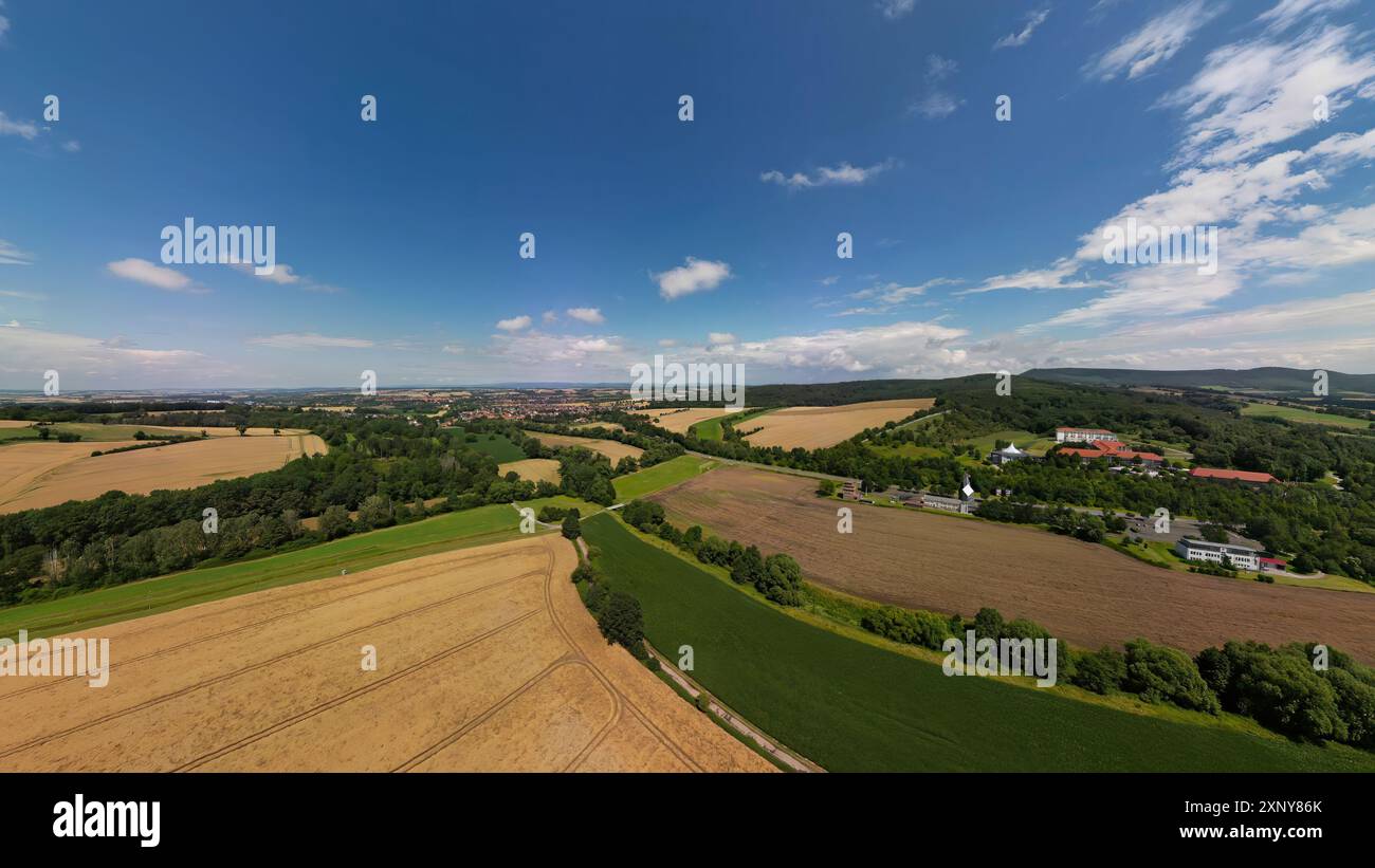 An aerial view of the former border between East and West Germany in ...