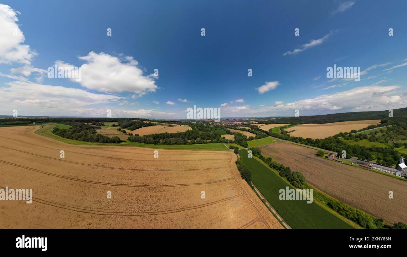 An aerial view of the former border between East and West Germany in ...