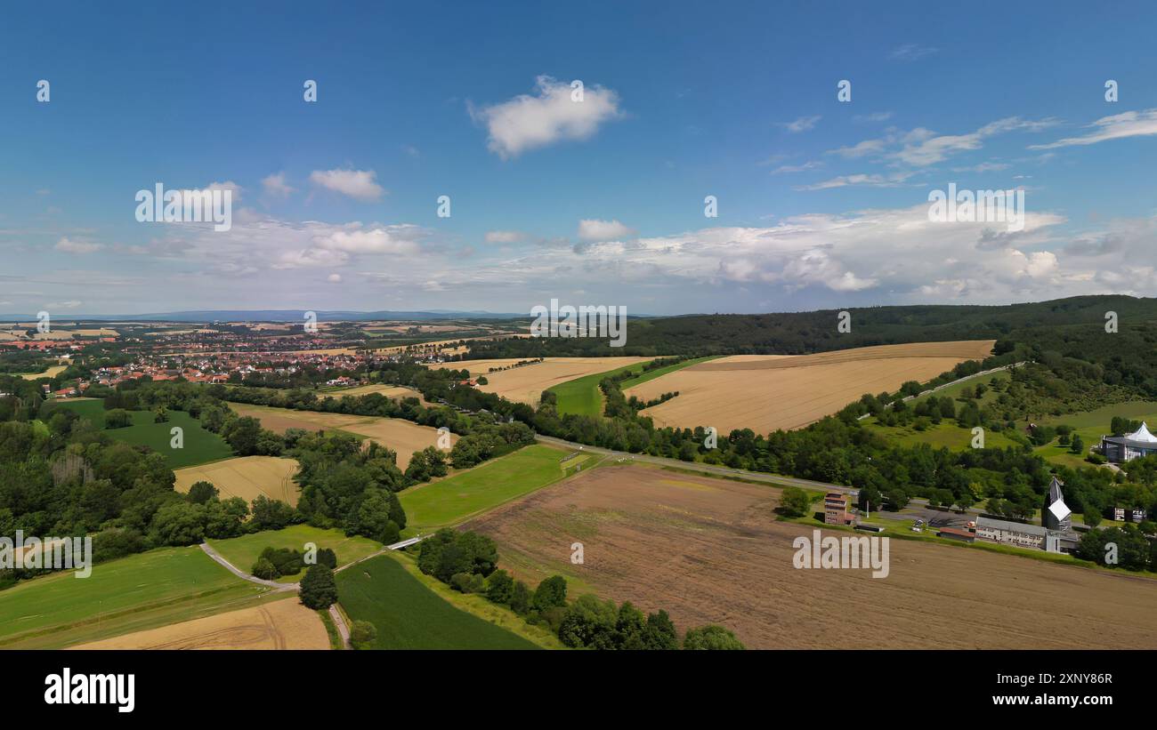 An aerial view of the former border between East and West Germany in ...