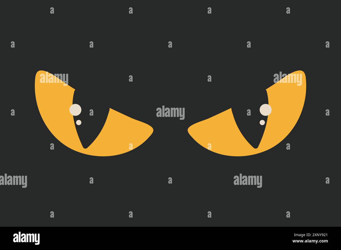 Cat evil yellow eyes on black background. Retro groovy vector ...