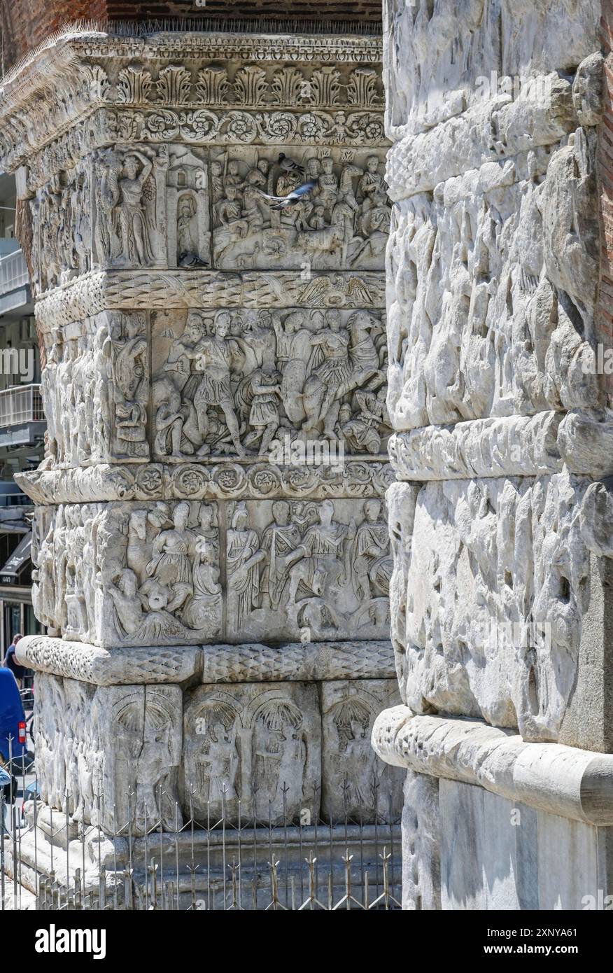 Pillar of Arch of Galerius, sculptural Byzantie marble relief showing ...
