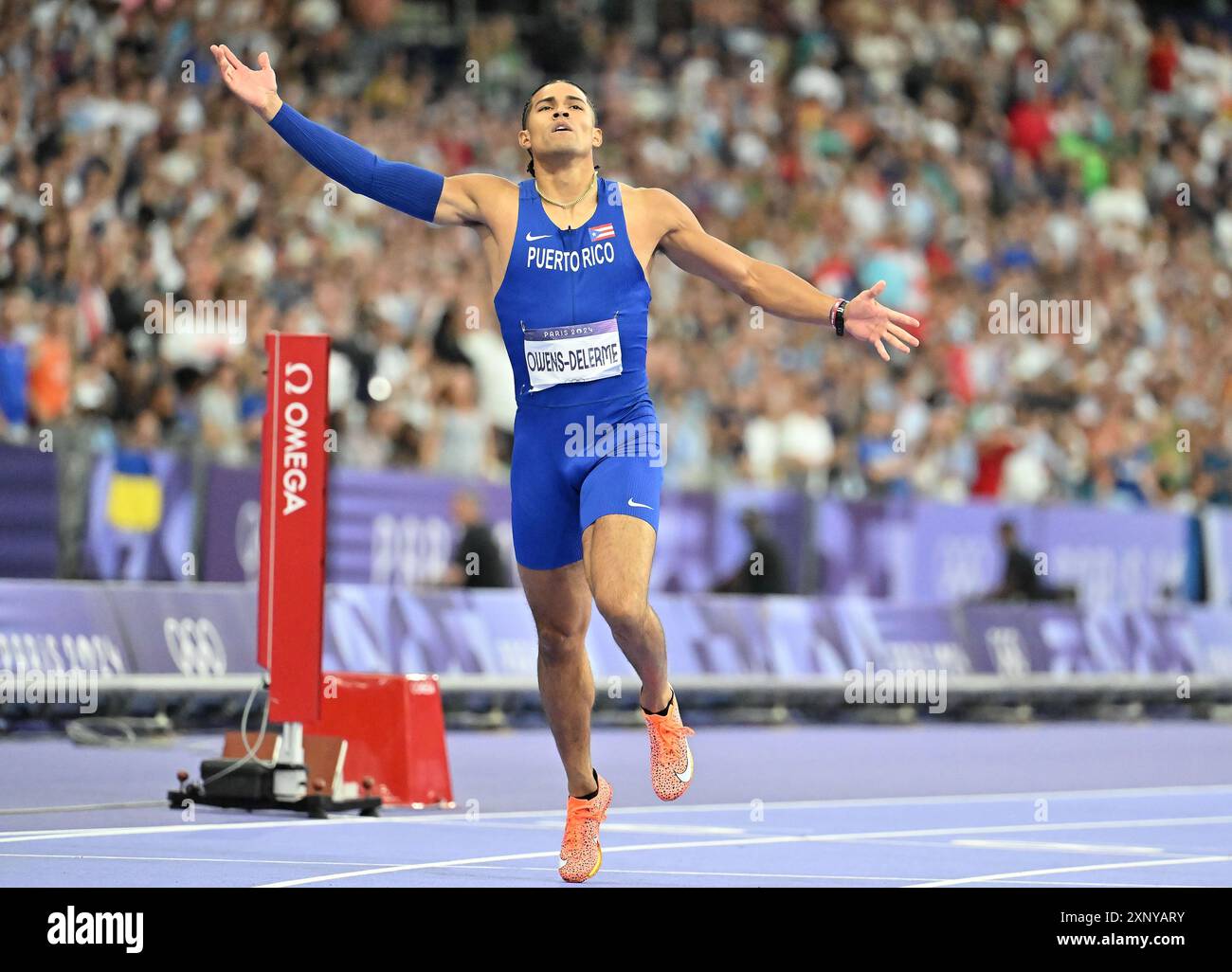 Paris, France. 2nd Aug, 2024. Ayden Owens-Delerme of Puerto Rico reacts ...