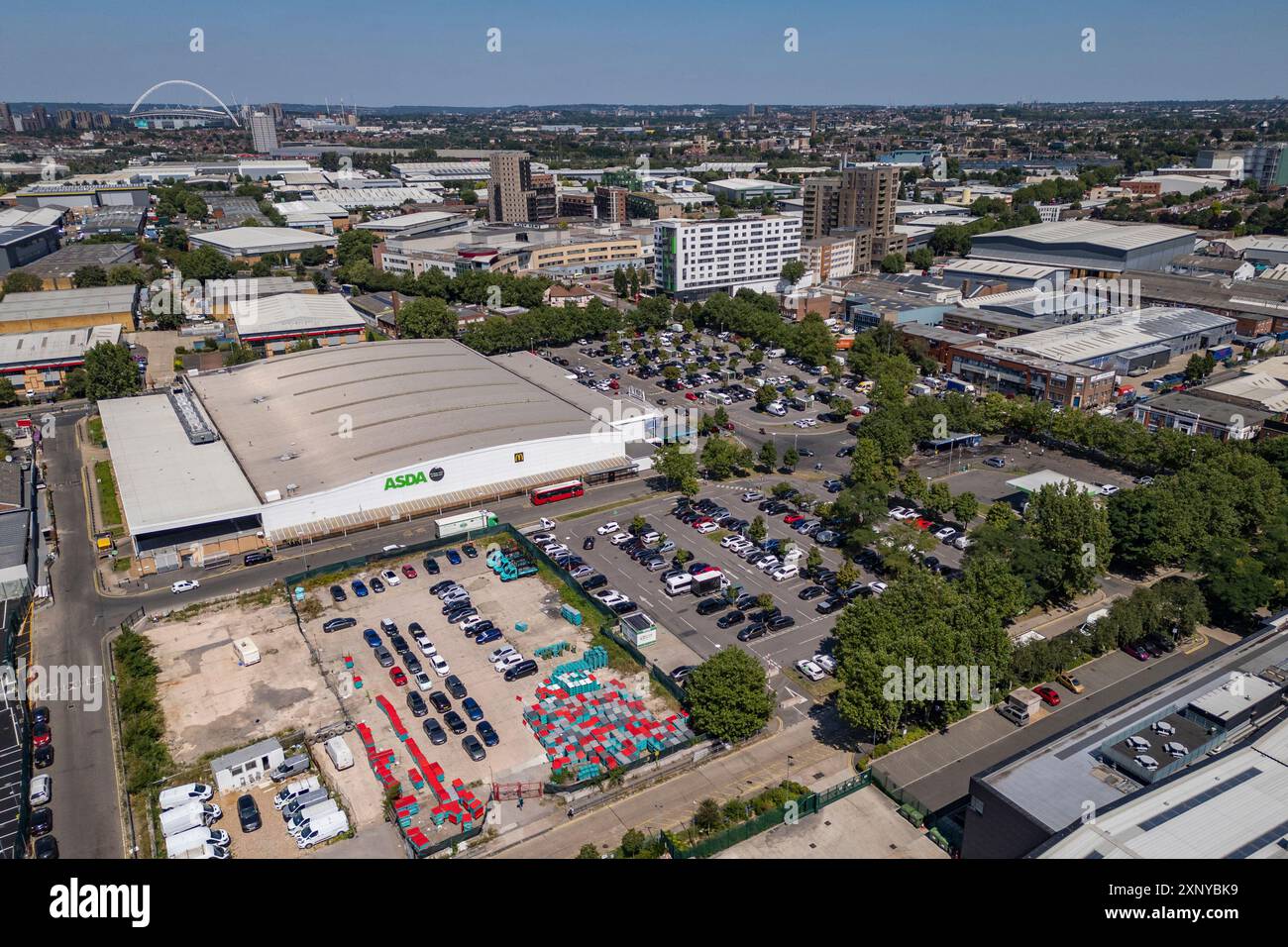 Aerial view of Asda Park Royal Superstore, Park Royal, London, UK Stock ...