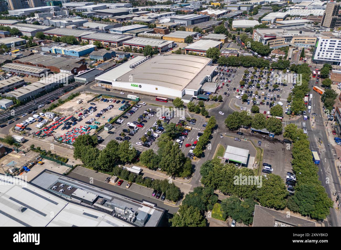 Aerial view of Asda Park Royal Superstore, Park Royal, London, UK Stock ...