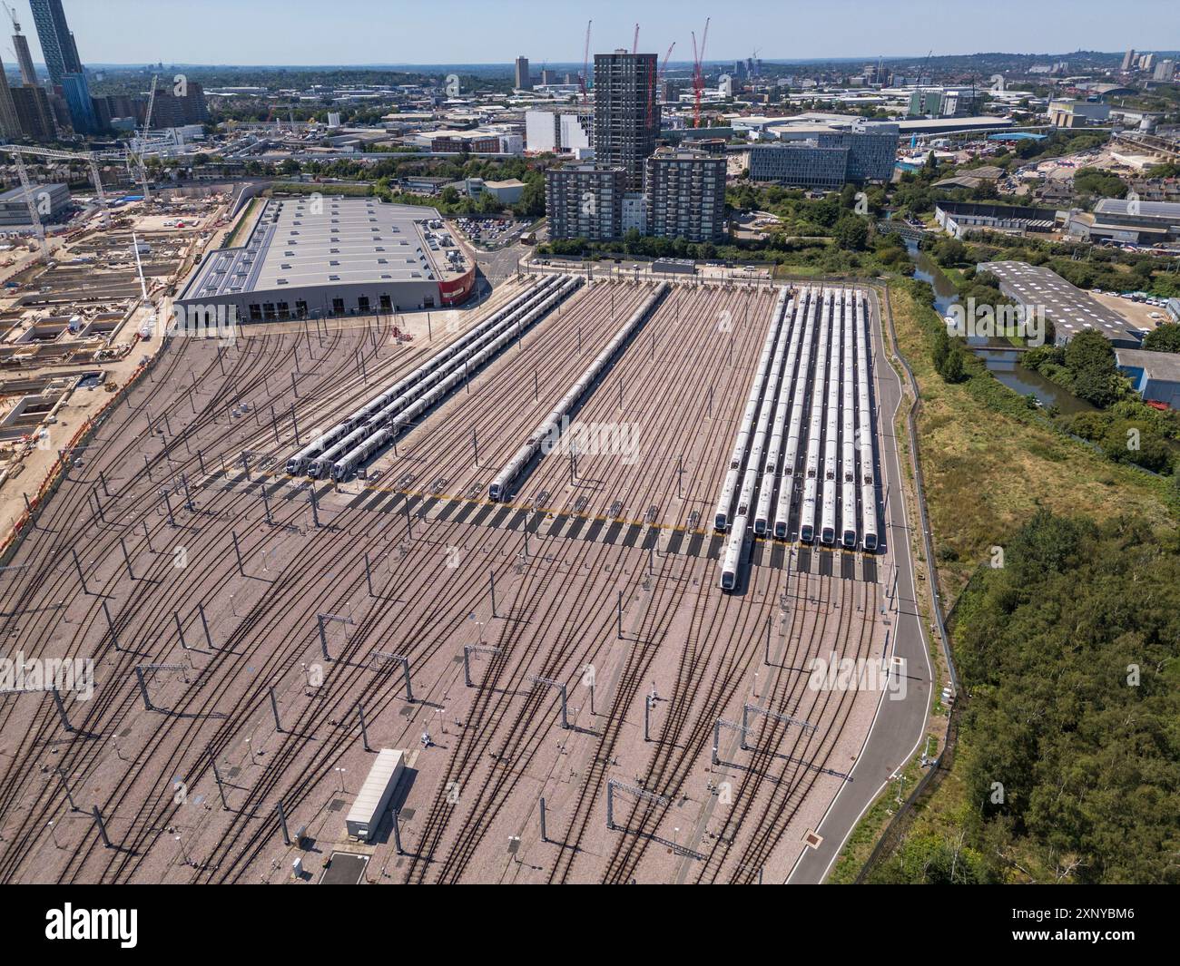 Aerial view of Old Oak Common Elizabeth Line Depot, London, UK Stock ...