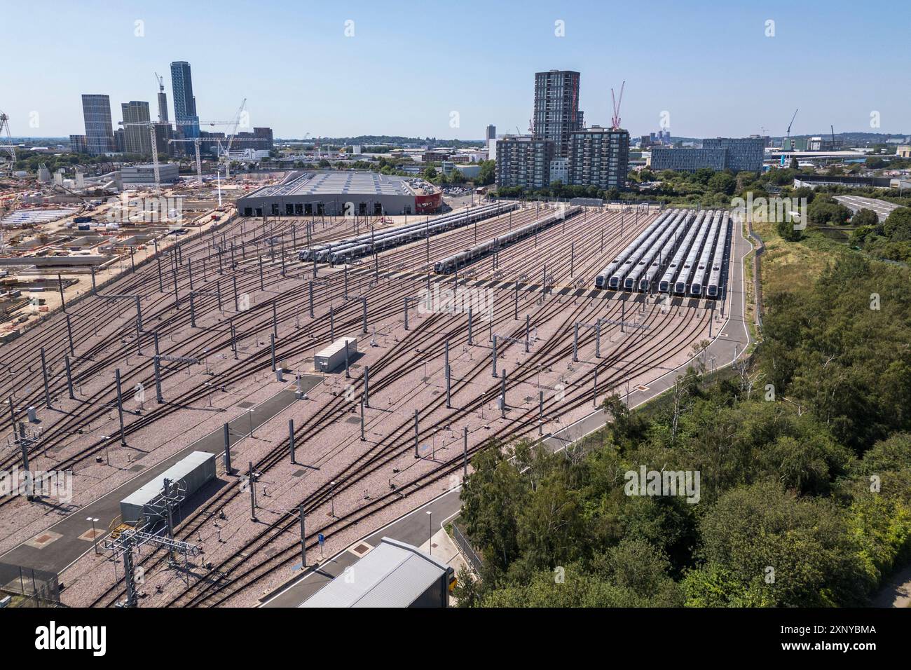 Aerial view of Old Oak Common Elizabeth Line Depot, London, UK Stock ...