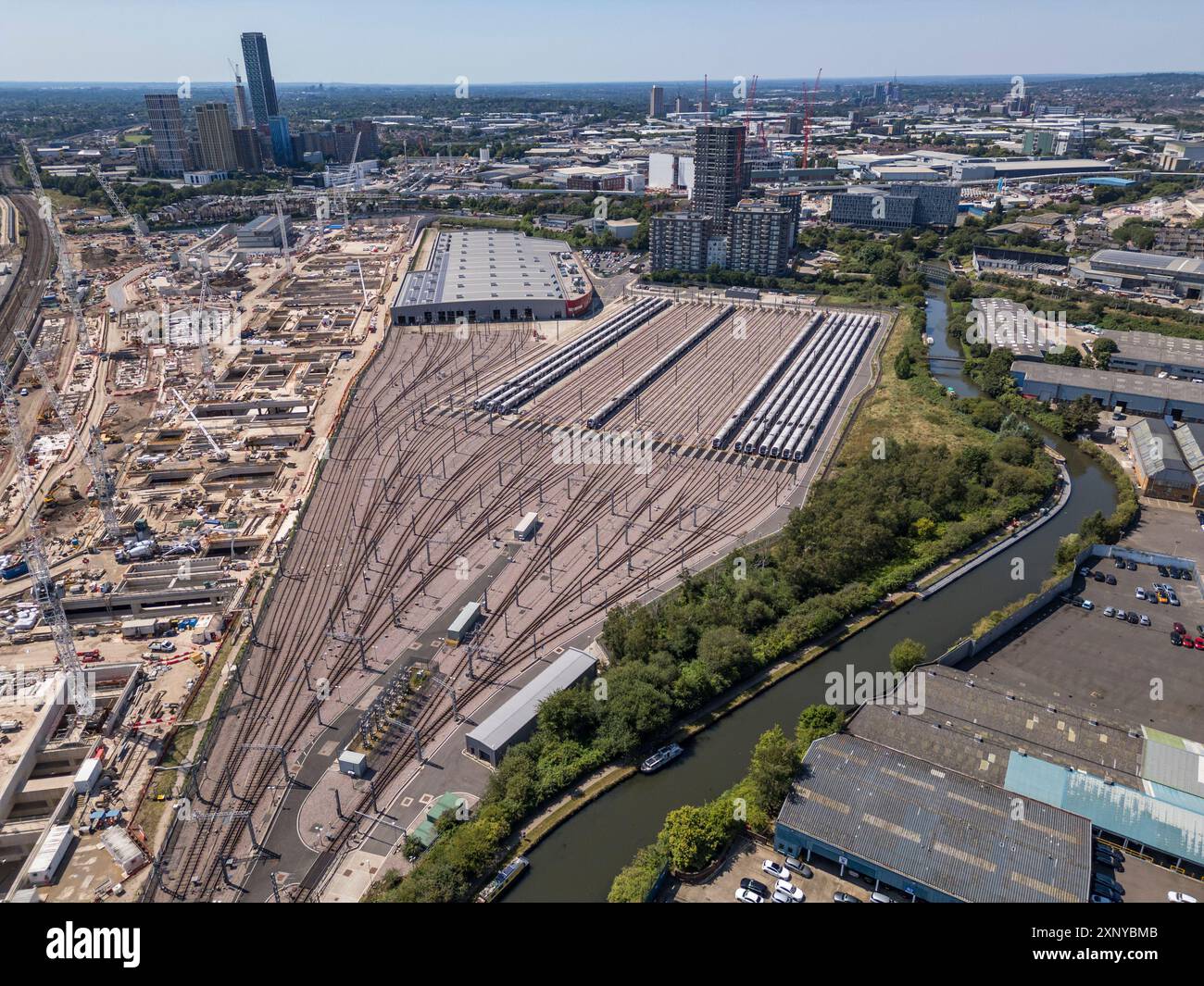 Aerial view of Old Oak Common Elizabeth Line Depot, London, UK Stock ...