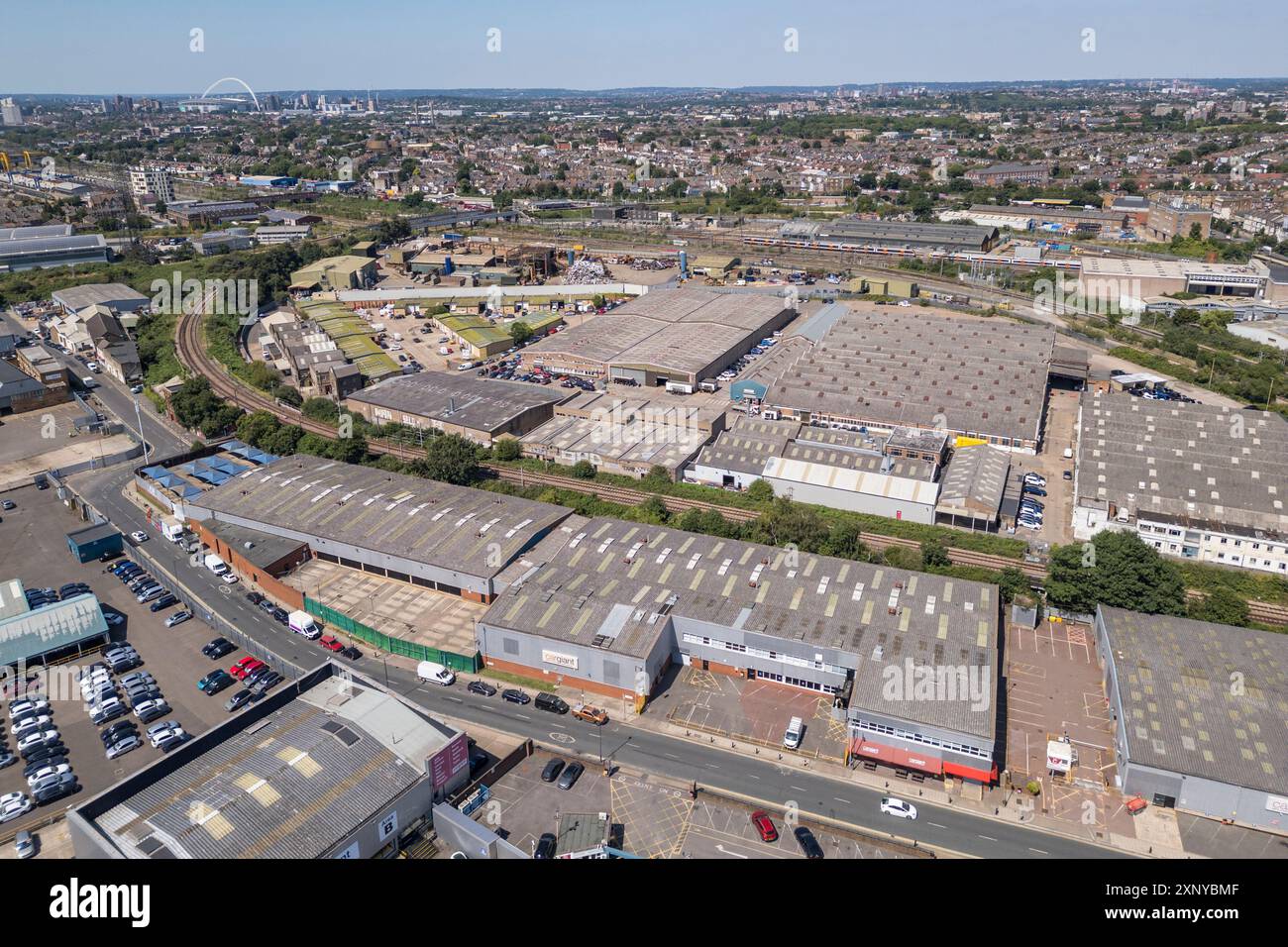 General aerial view of the CarGiant used car site, London, UK Stock ...