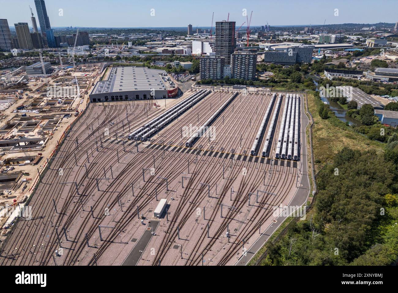 Aerial view of Old Oak Common Elizabeth Line Depot, London, UK Stock ...