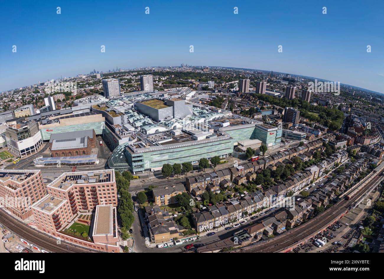 Aerial panoramic/wide angle view of Westfield London, White City ...