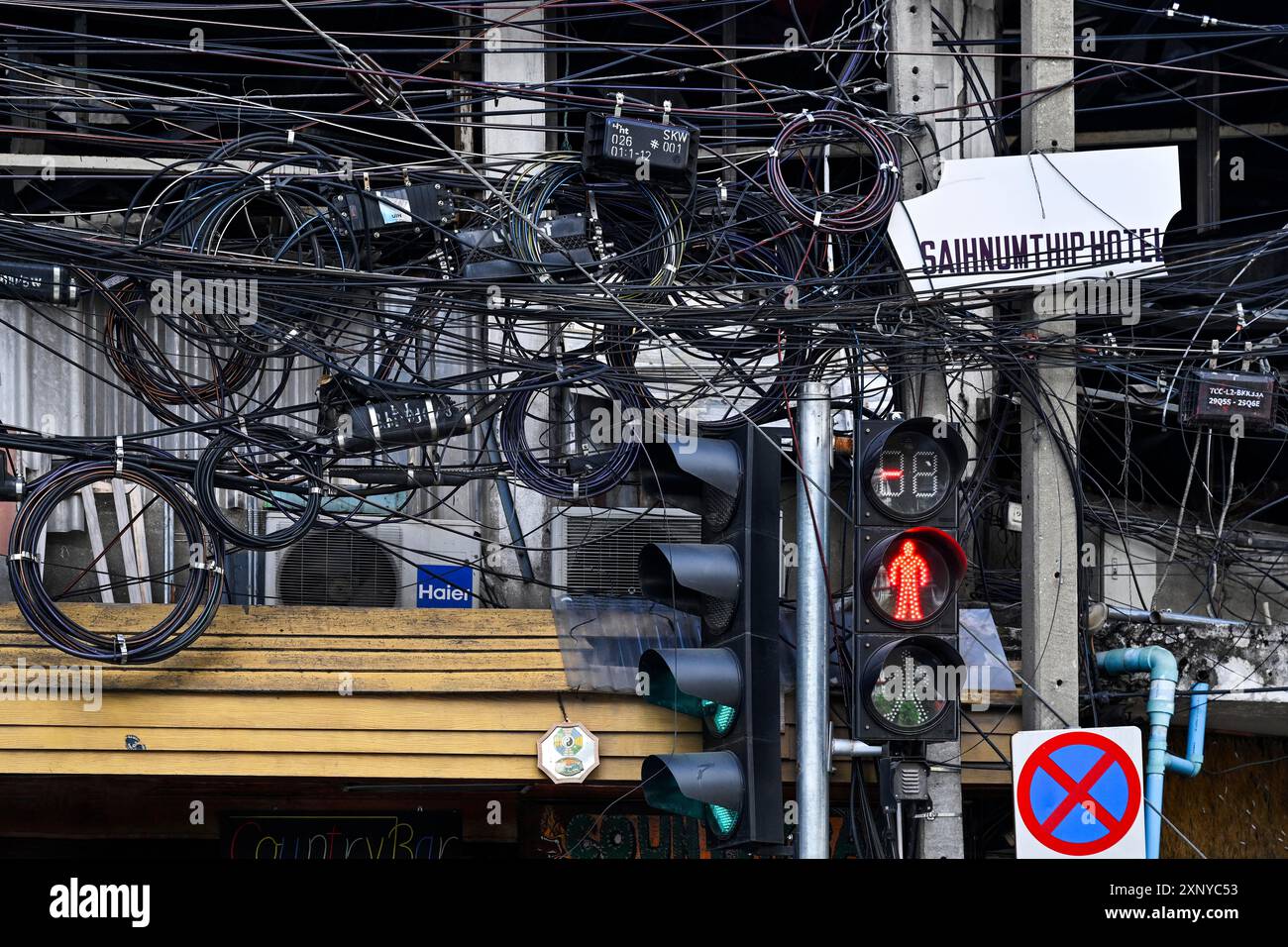 Power lines Cable clutter Stock Photo - Alamy