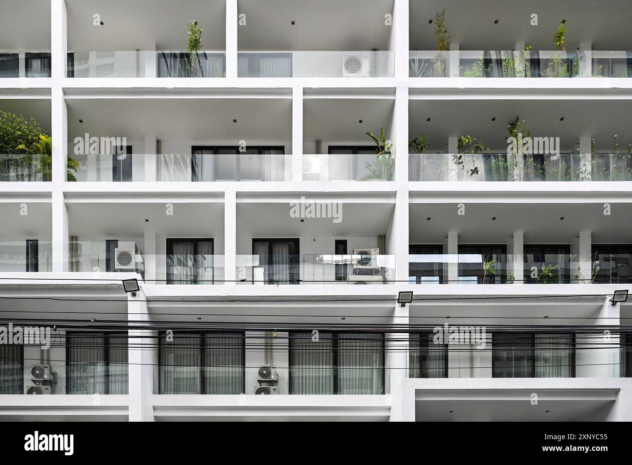 Apartment block facade balconies Stock Photo - Alamy