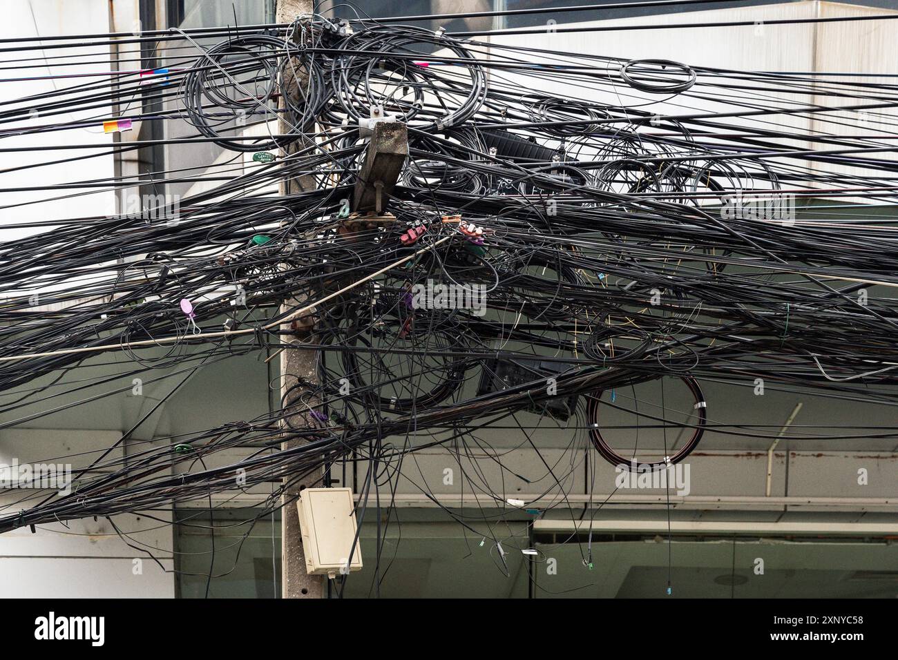 Power lines Cable clutter Stock Photo - Alamy