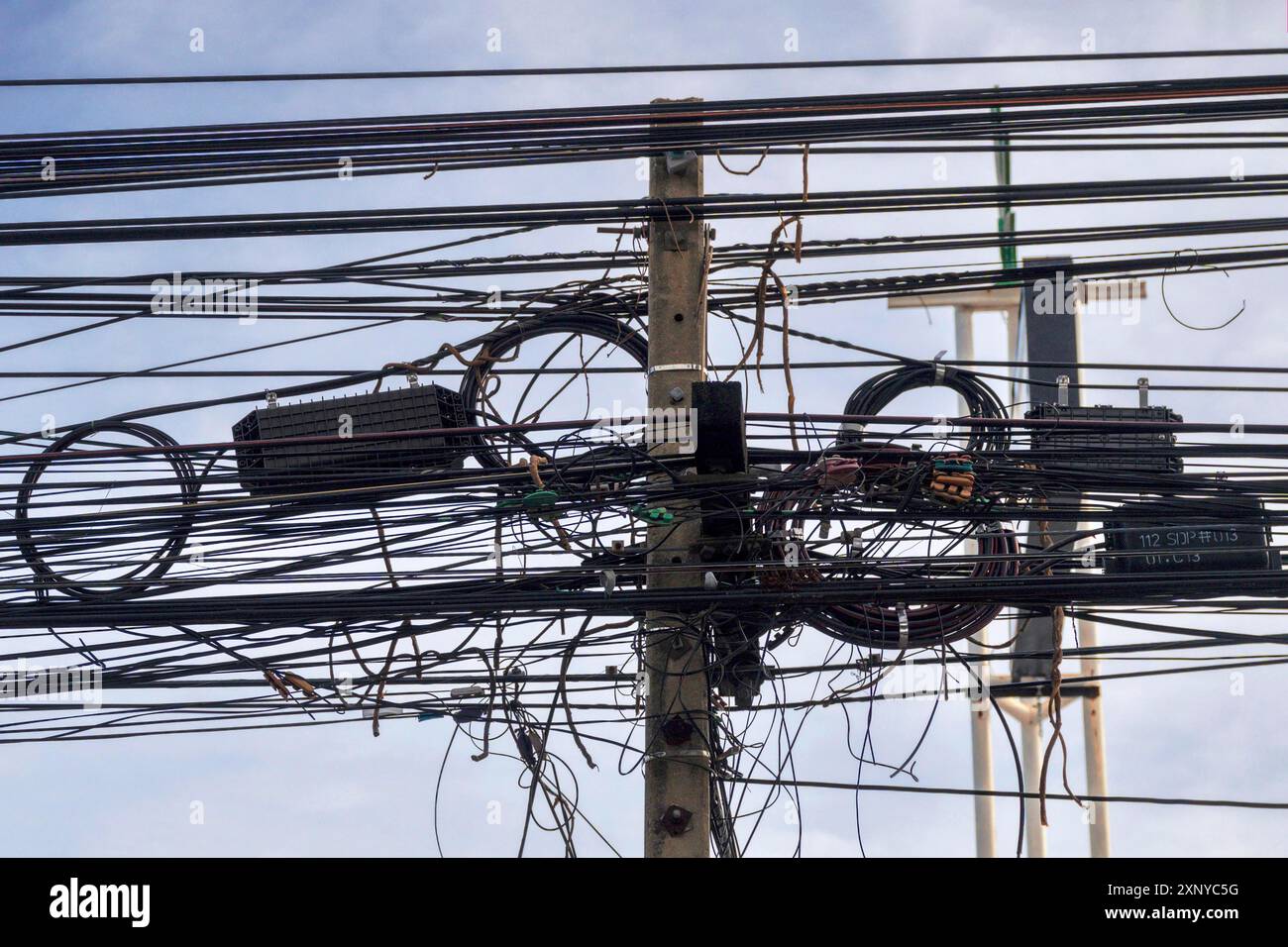 Power lines Cable clutter Stock Photo - Alamy