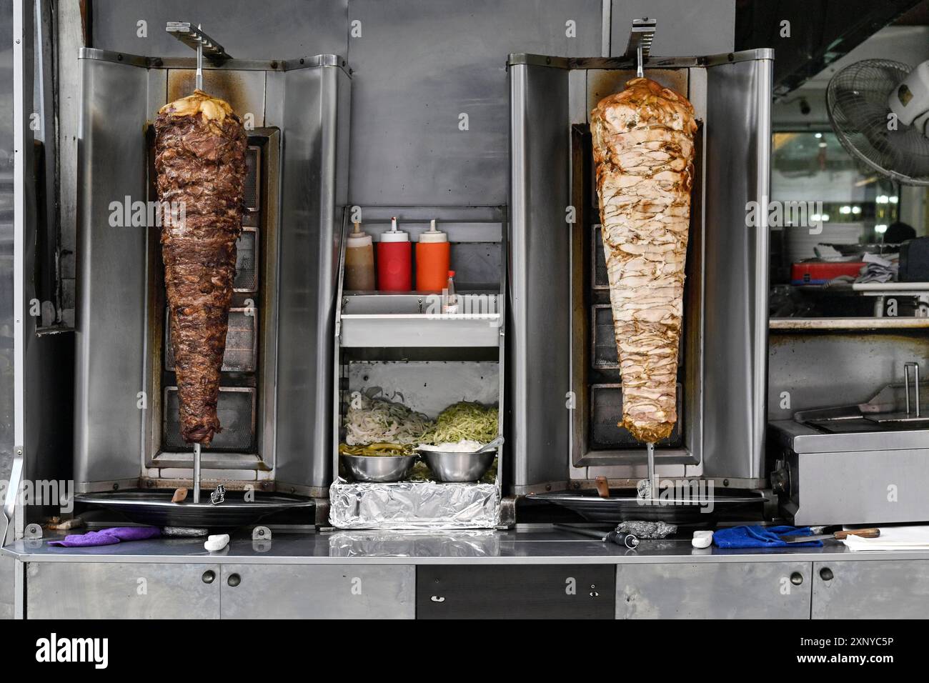 Rotating spit kebab Stock Photo - Alamy