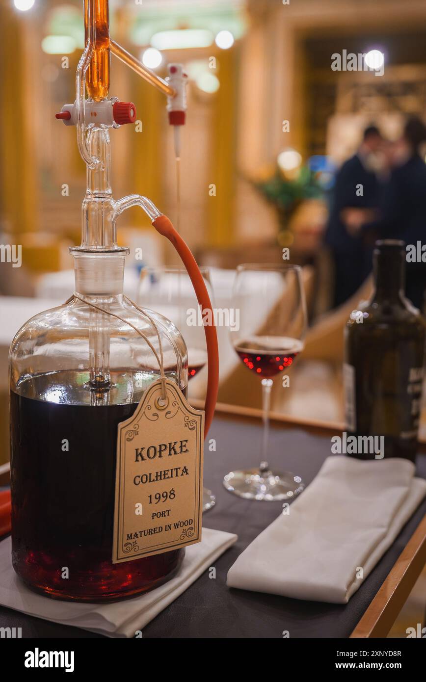 Elegant Luxury Hotel Dining Area with Kopke Colheita 1998 Port Wine ...