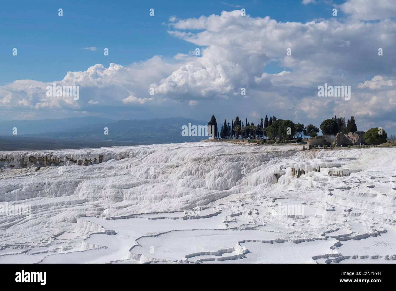Sintered limestone terraces of Pamukkale, Pamukkale, Denizli province ...