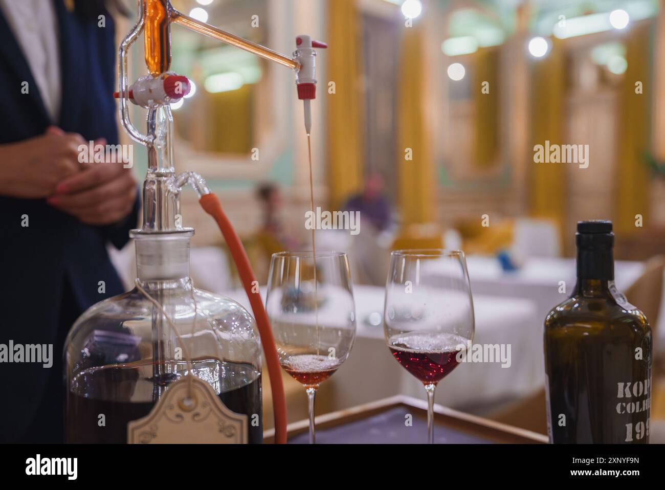 Luxurious Hotel Interior with Wine Decanting Apparatus and Golden ...