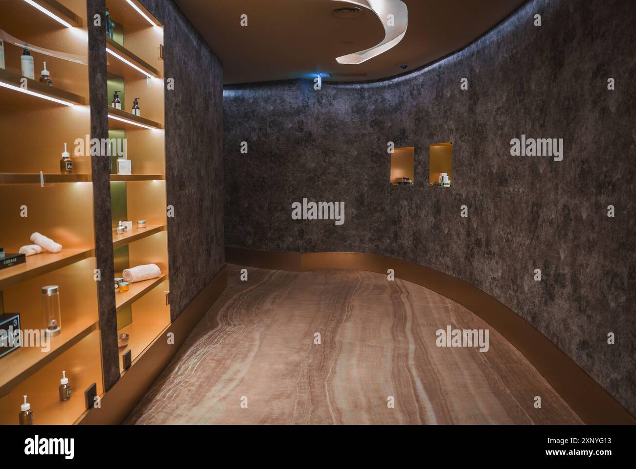 Luxurious Hotel Hallway with Modern Design and Spa Amenities Stock ...