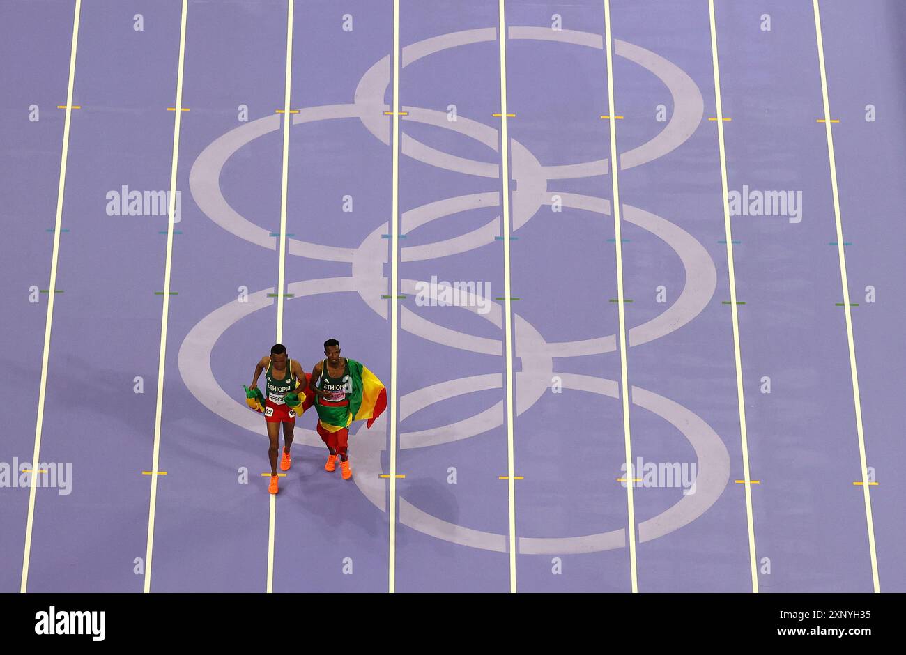 Paris, France. 2nd Aug, 2024. Berihu Aregawi (L) and Selemon Barega of ...