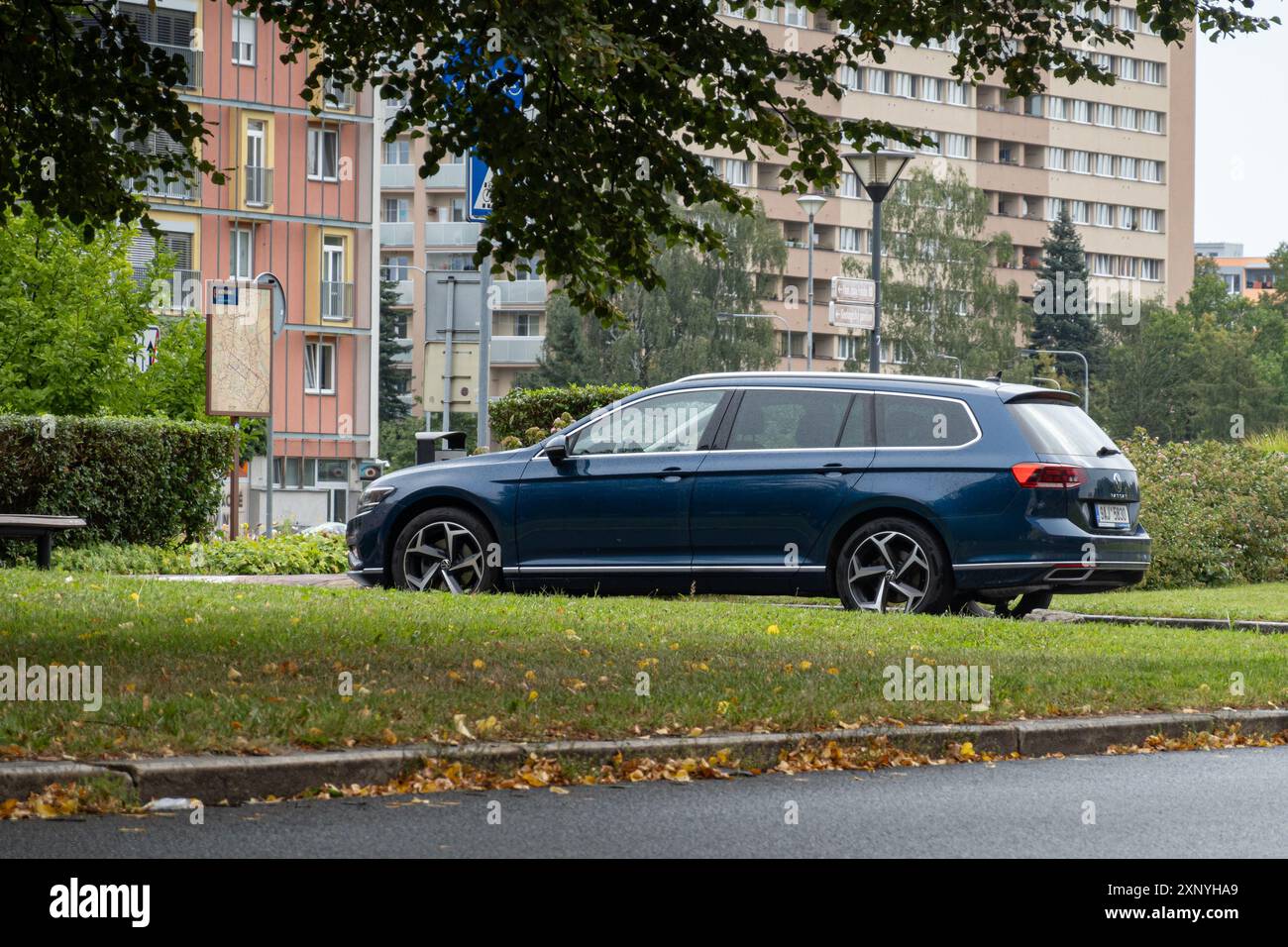 OSTRAVA, CZECH REPUBLIC - SEPTEMBER 19, 2023: Blue Volkswagen Passat B8 ...