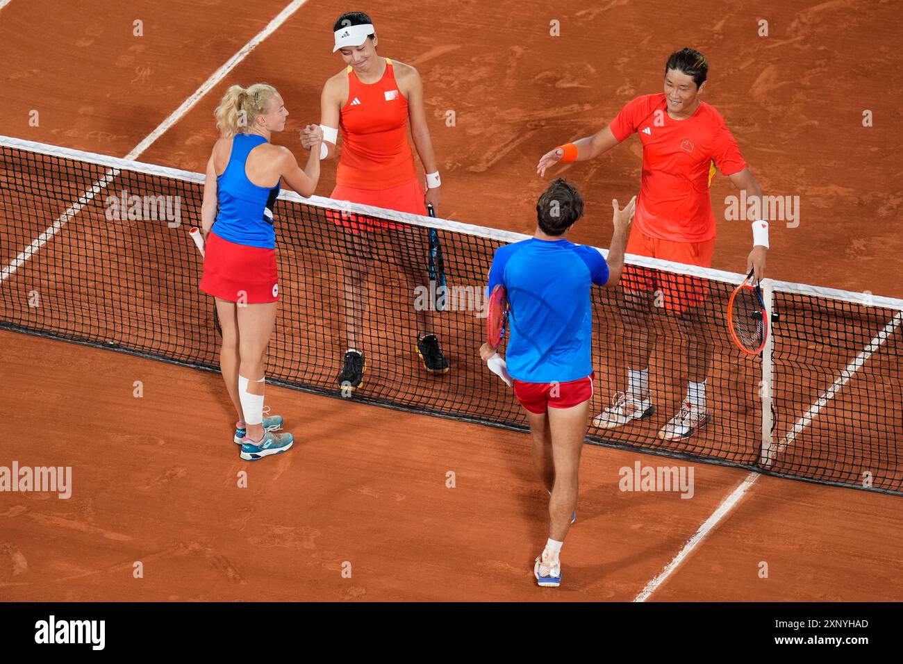 Czech Republic's Tomas Machac, front right, and Katerina Siniakova ...