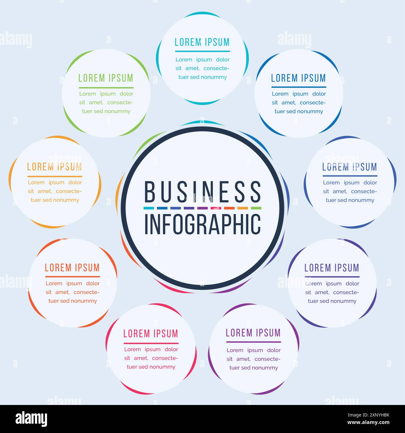 Circle Infographic design 9 Steps, objects, elements or options ...