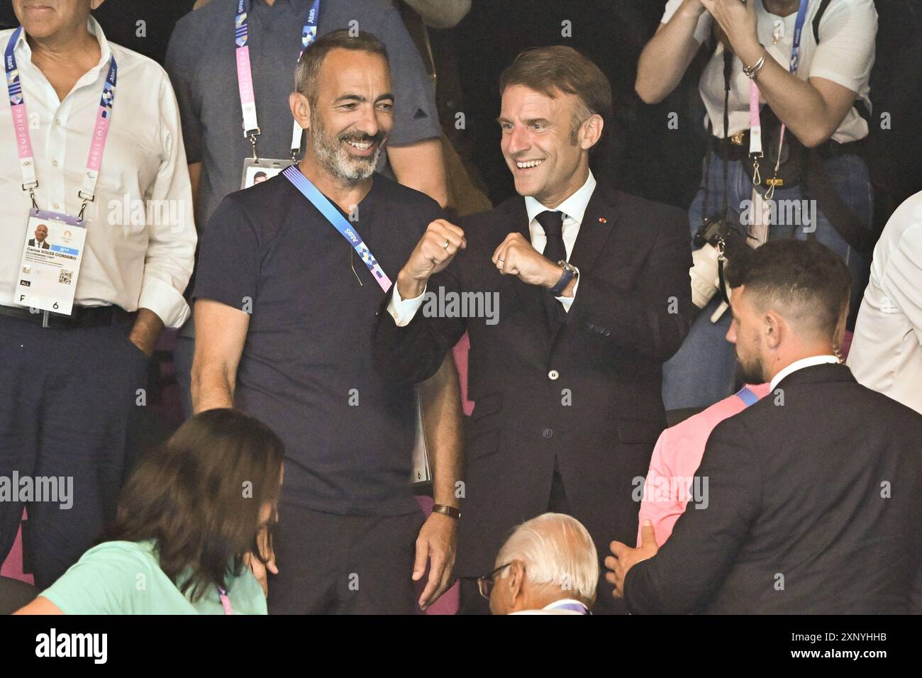 Paris, France. 02nd Aug, 2024. Youri Djorkaeff and French President ...