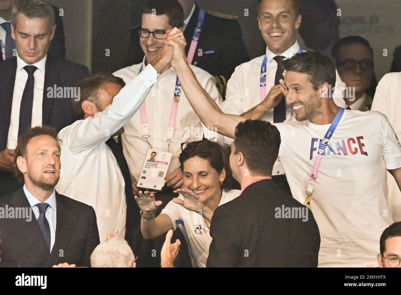 Nanterre, France. 02nd Aug, 2024. French President Emmanuel Macron and ...