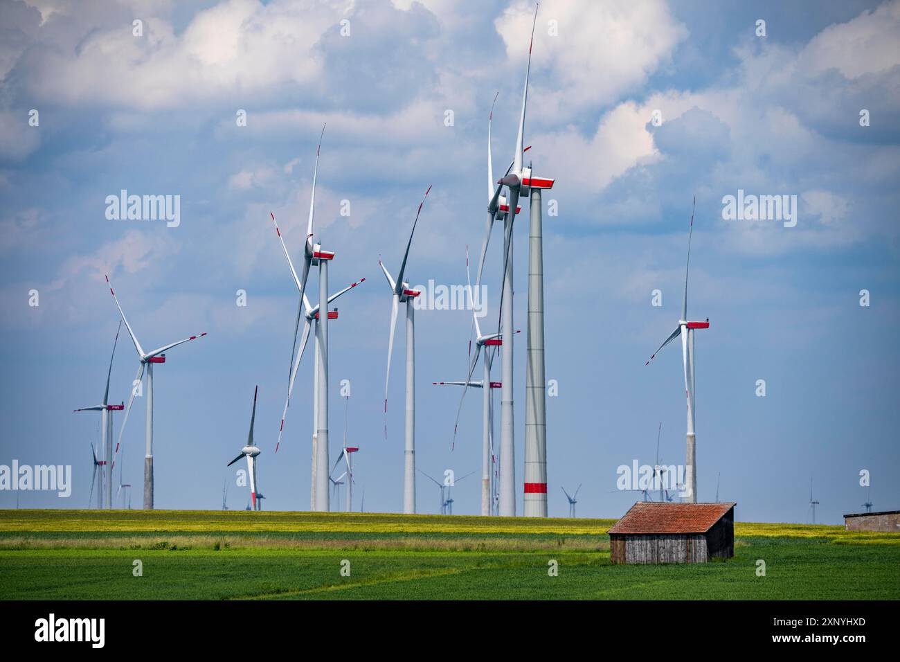 Wind farm near Marsberg, Nordex wind turbines, Hochsauerlandkreis ...