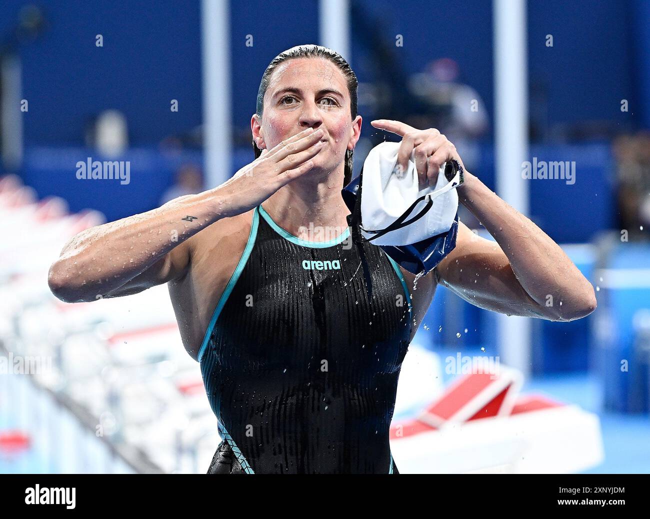 Paris, France. 2nd Aug, 2024. Sydney Pickrem of Canada reacts after the ...